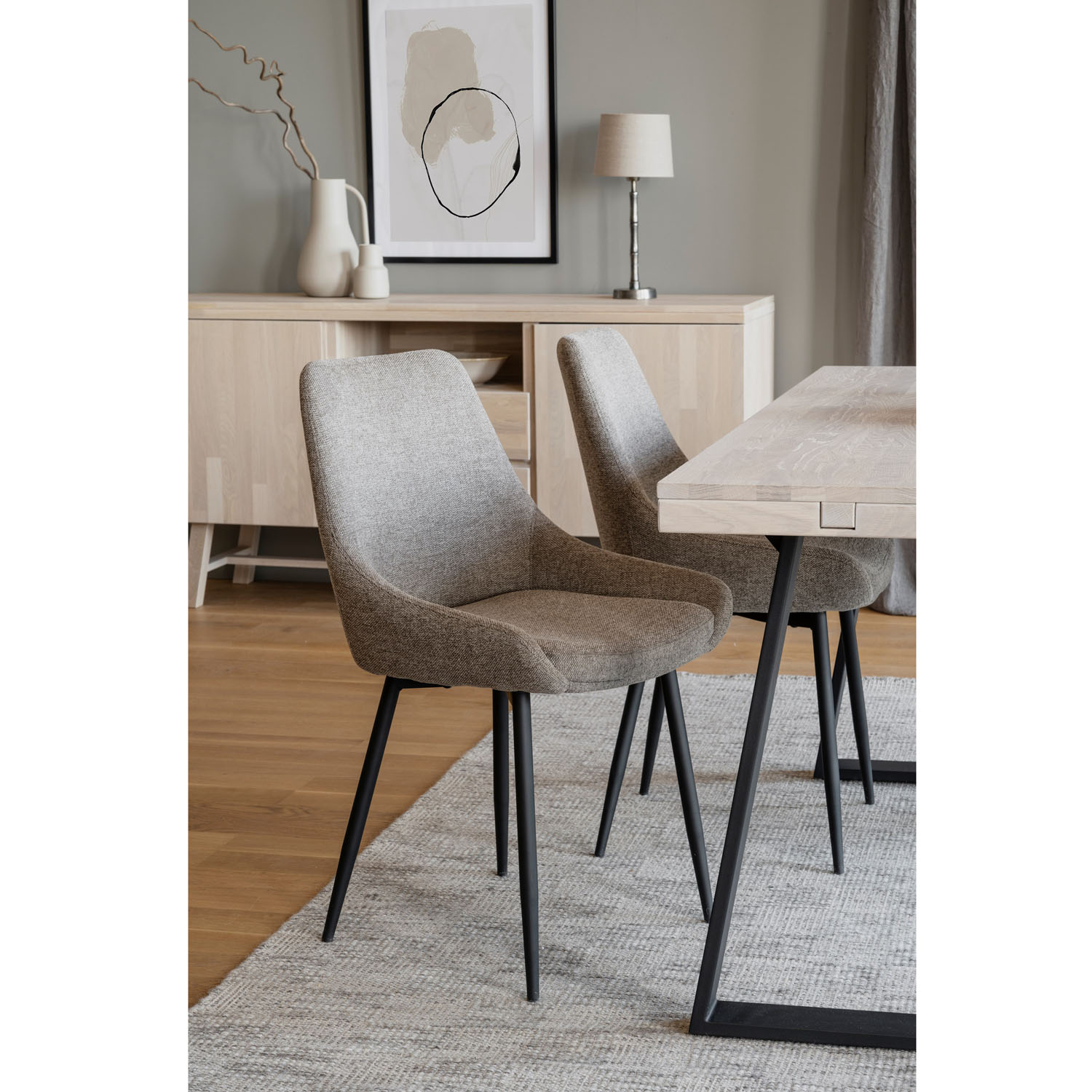 ROWICO Sierra spisebordsstol - beige polyester og sort metal ...