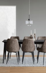 ROWICO Sierra spisebordsstol - brunt stof/sort metalstel - Spisebordsstole - BOBO Home