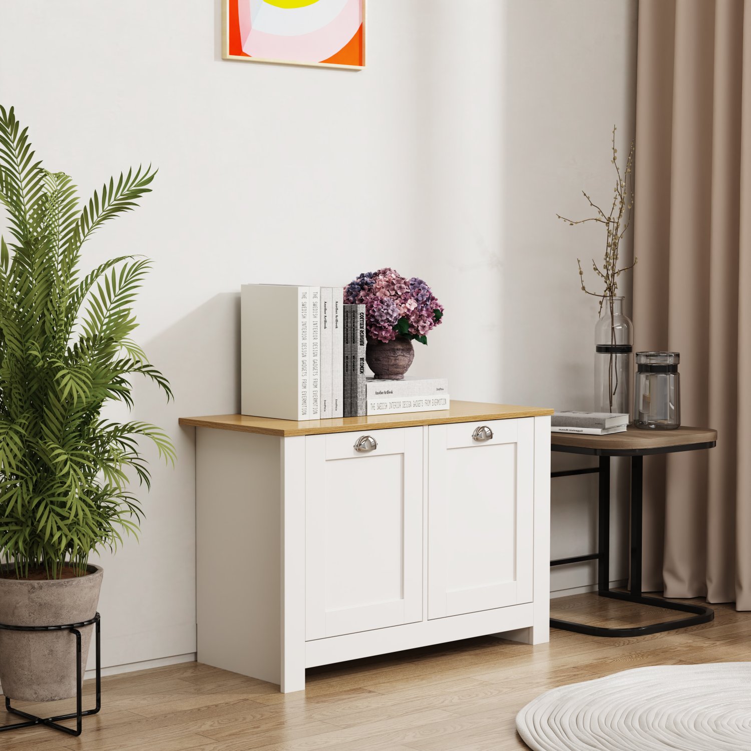 VCM NORDIC Balusa M kommode, m. 2 låger og 2 hylder - hvid/natur træ ...