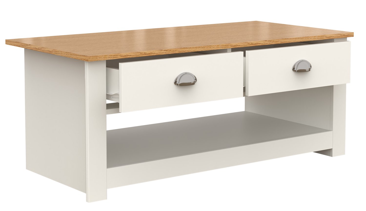 VCM NORDIC Balusa sofabord, m. 1 åbent rum og 2 skuffer - natur/hvid ...