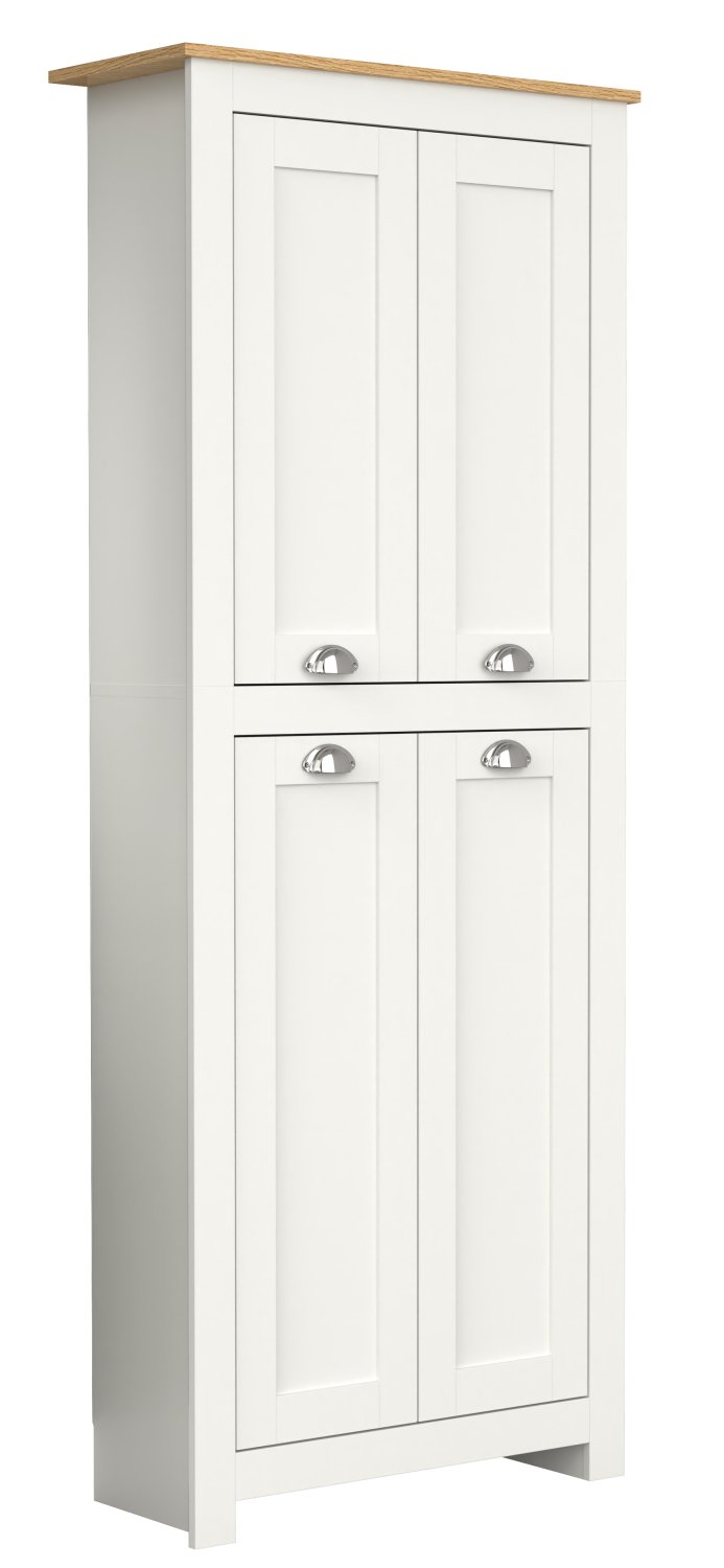 VCM NORDIC Balusa badeværelsesskab, m. 4 låger og hylder - hvid/natur ...