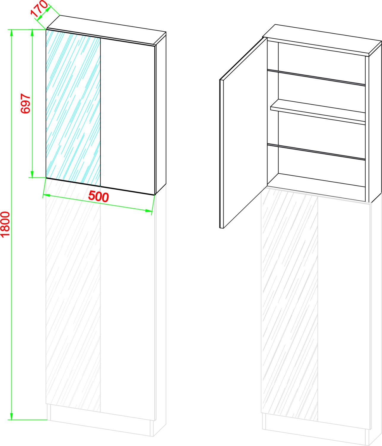 VCM NORDIC Fulisa XL skoskab, m. spejl på 2 låger, 4 hylder - hvid træ ...
