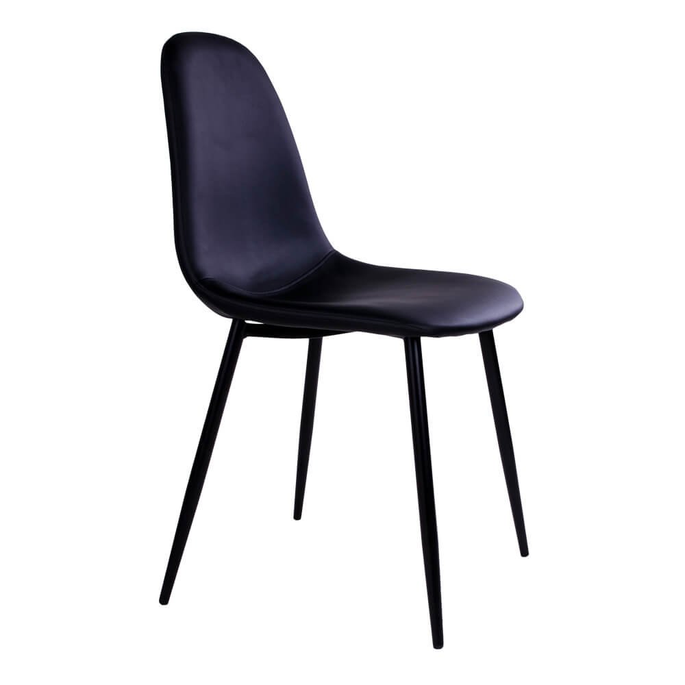 HOUSE NORDIC Stockholm spisebordsstol - sort kunstlæder m. sorte ...