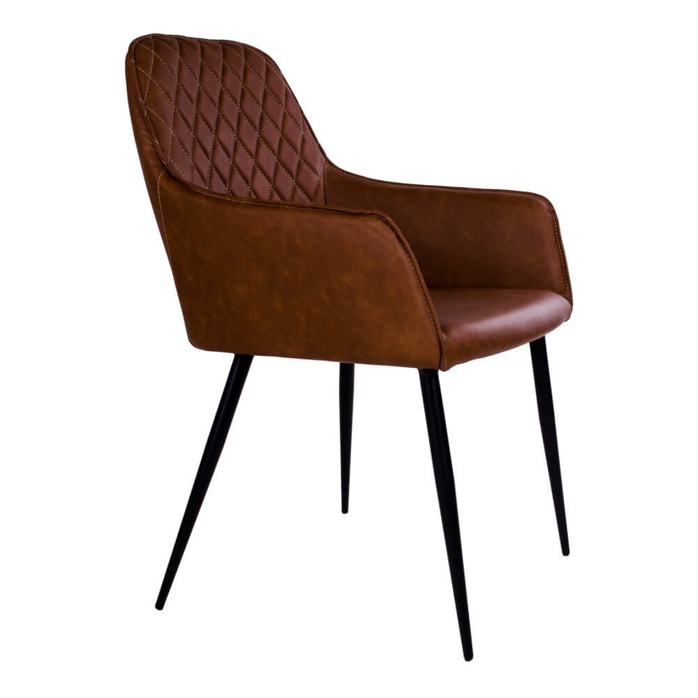 HOUSE NORDIC Harbo spisebordsstol - vintage brunt kunstlæder og sorte ...