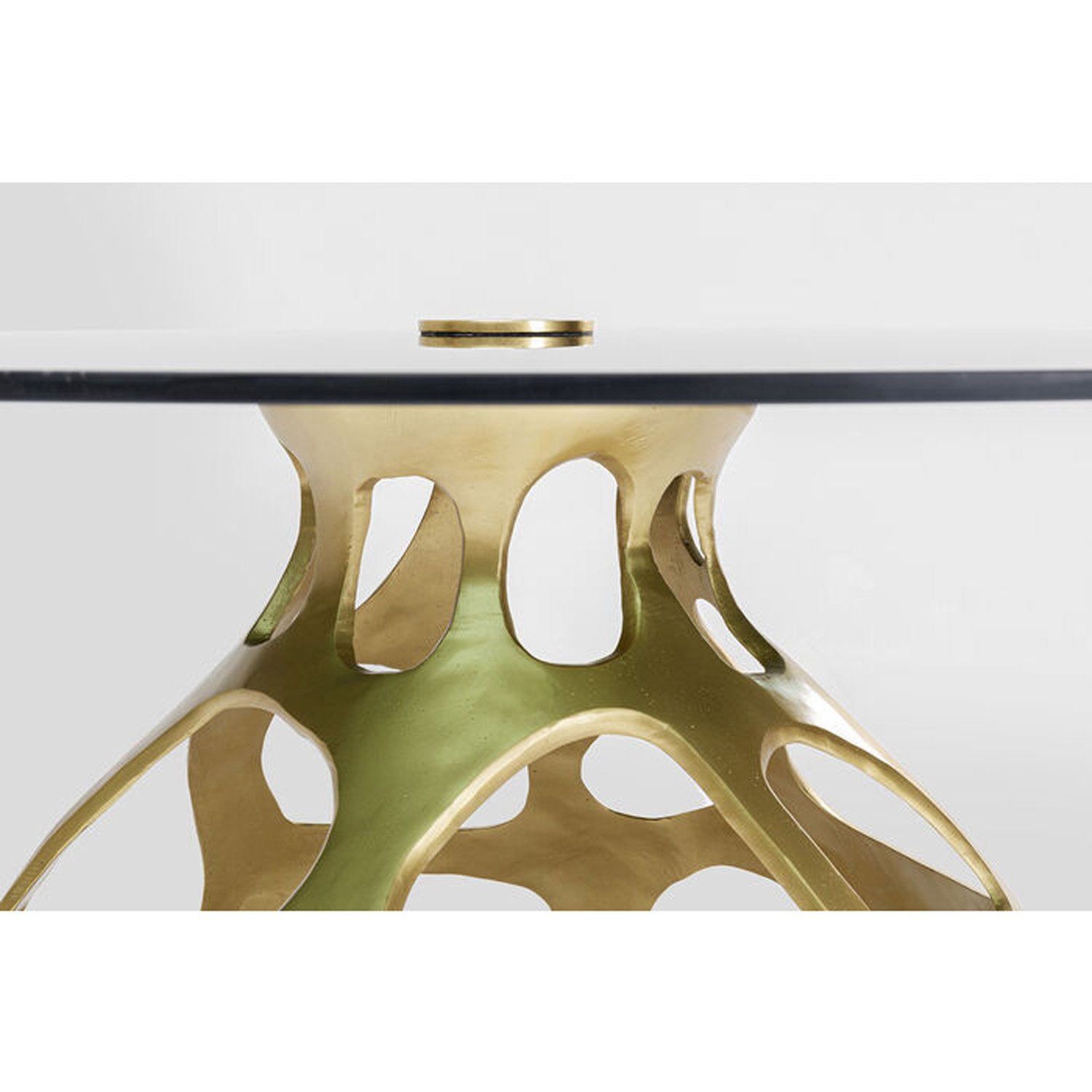 KARE DESIGN Volcano Gold spisebord, rund - røgfarvet glas og guld ...