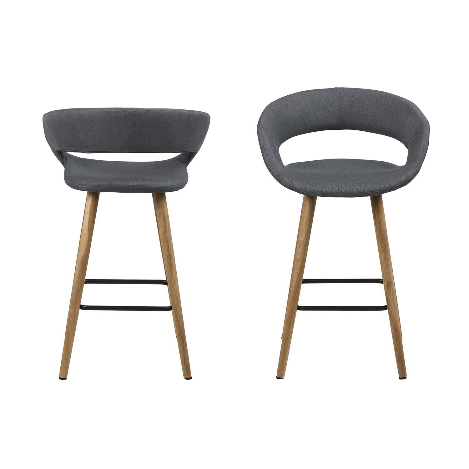 ACT NORDIC Grace barstol, m. ryglæn, armlæn og fodstøtte - mørkegrå ...